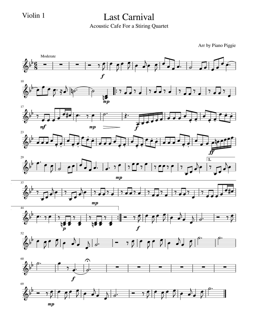 Last_Carnival_quartet Sheet music for Violin (Solo) | Musescore.com
