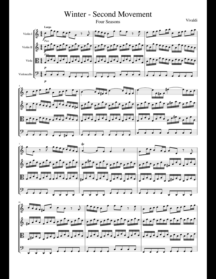 Winter - Second Movement sheet music download free in PDF or MIDI