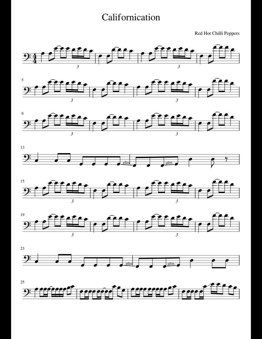 Californication sheet music for Bass download free in PDF or MIDI