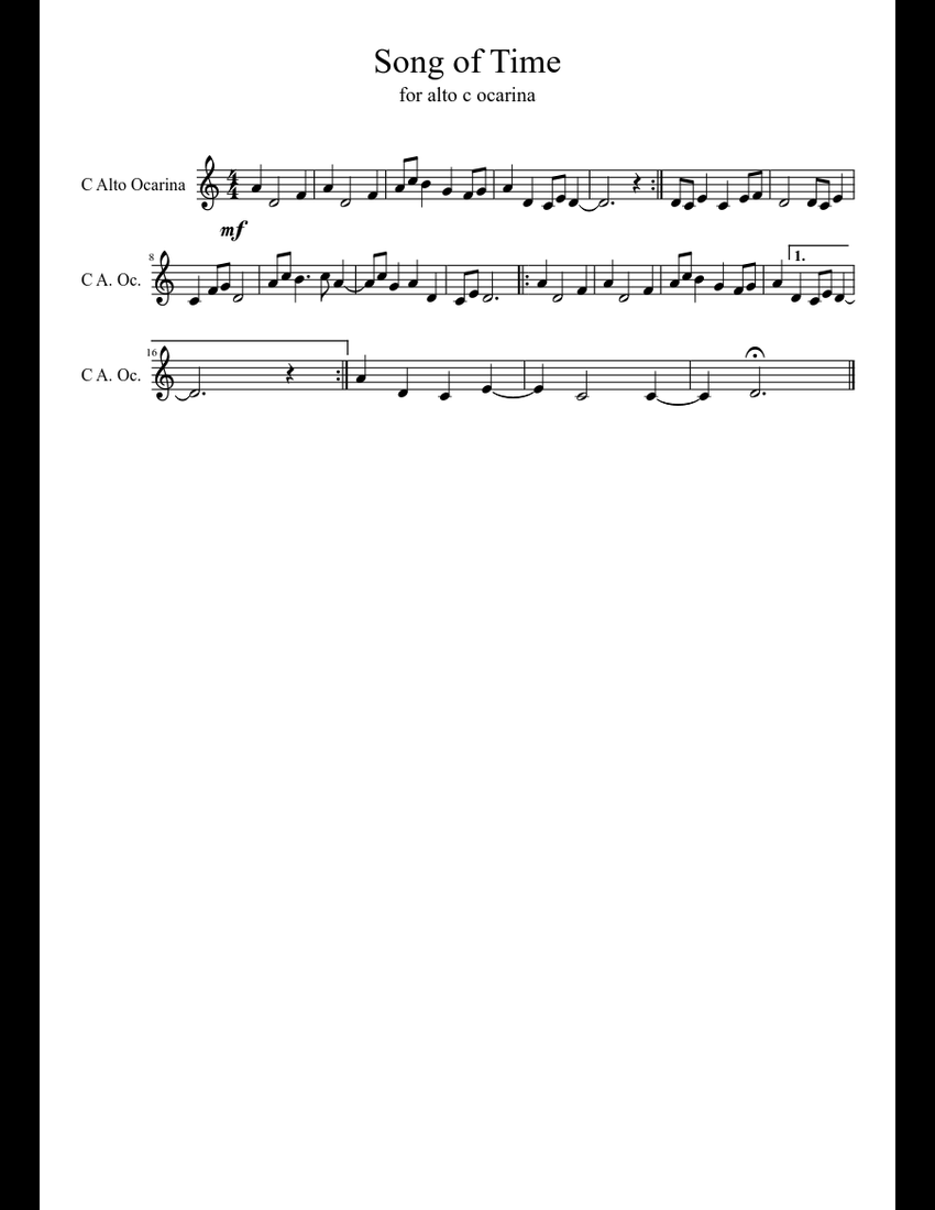 Song of Time sheet music for Other Woodwinds download free in PDF or MIDI