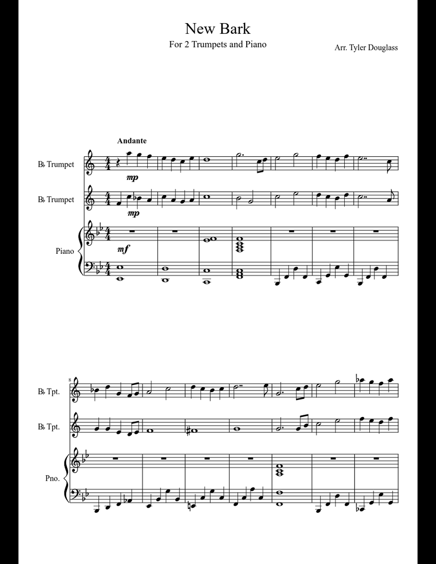 New Bark sheet music for Piano, Trumpet download free in PDF or MIDI