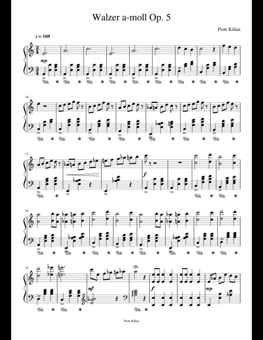 Walzer a-minor Op. 4 sheet music download free in PDF or MIDI