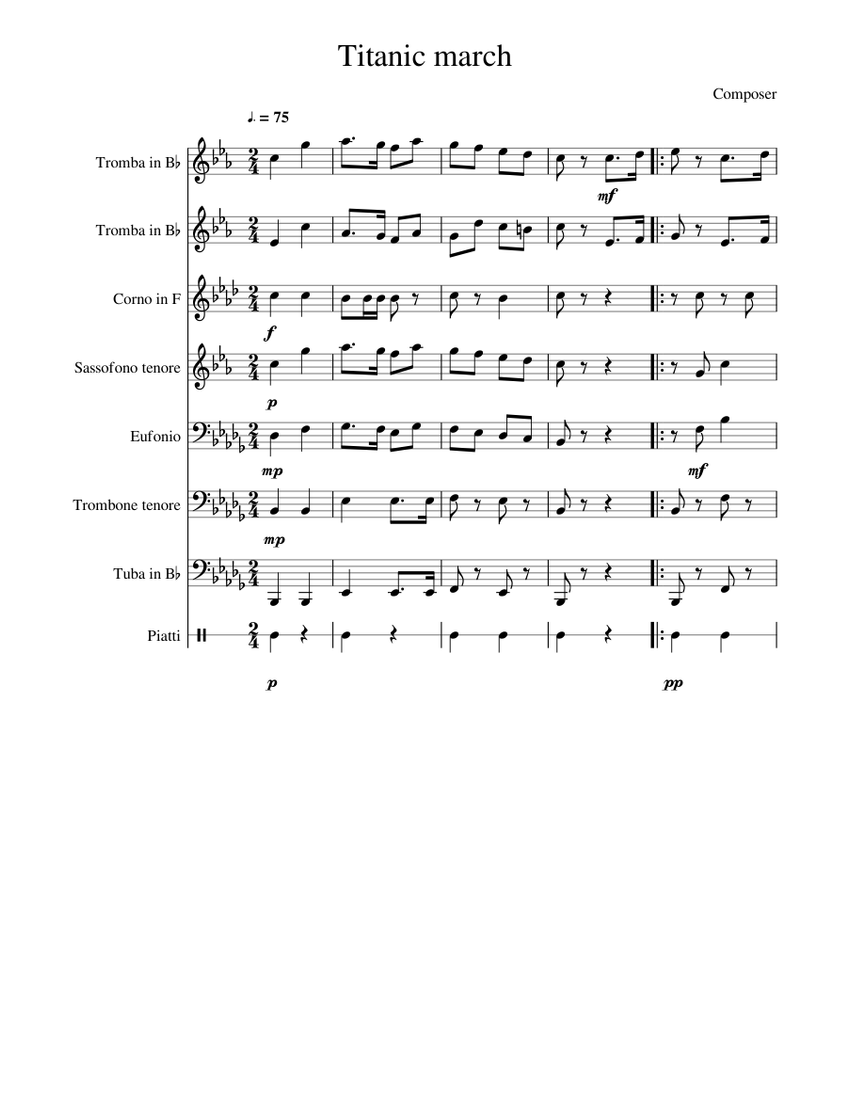 Titanic march / марш титаник Sheet music for Trumpet, French Horn ...
