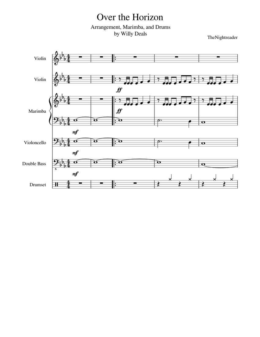 Over the Horizon Pop style song - Willy Deals Version Sheet music for ...