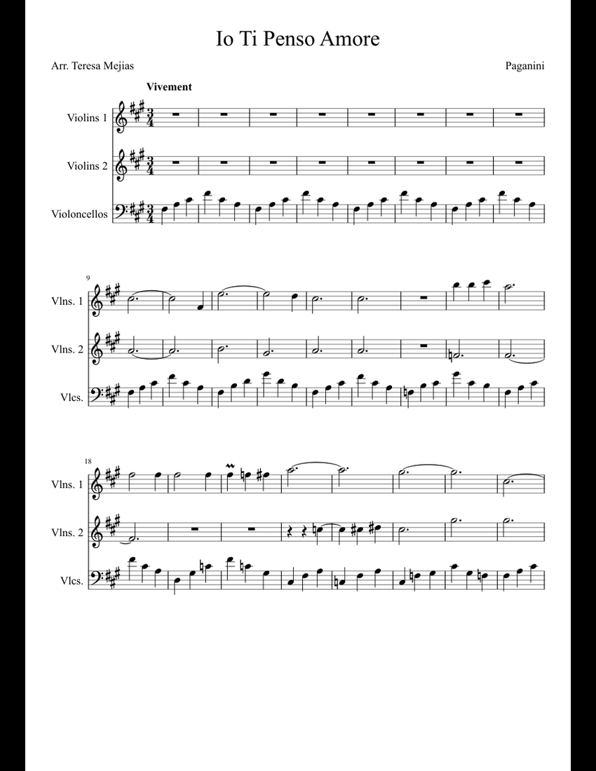 Io ti penso amore sheet music for Strings download free in PDF or MIDI