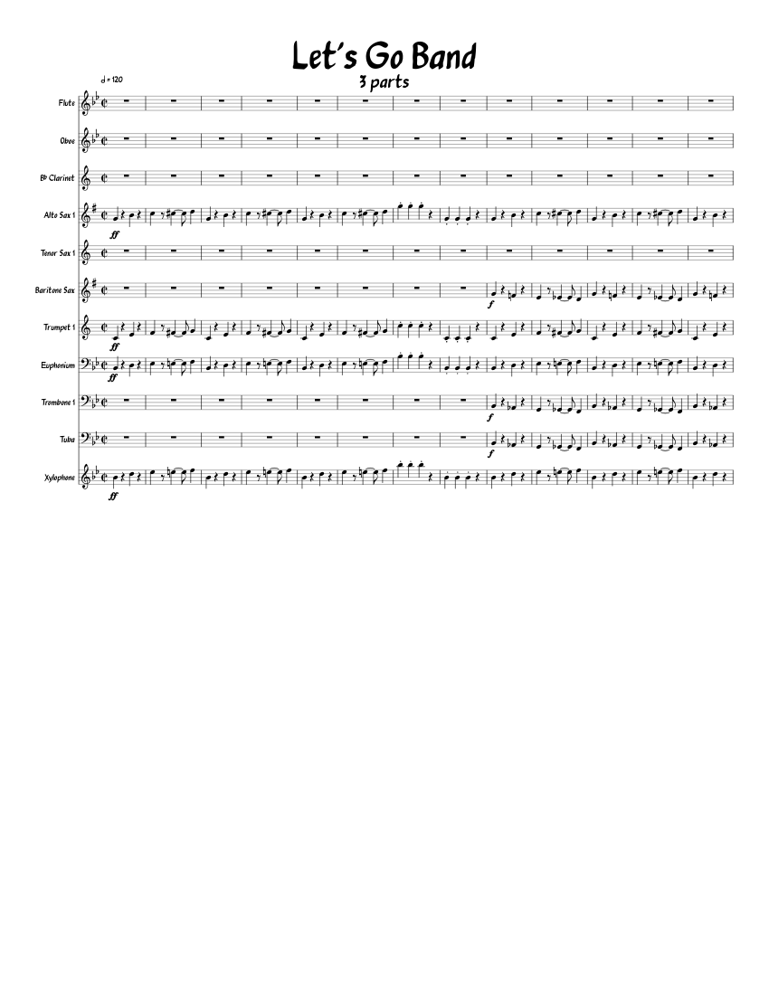 Let's Go Band Sheet music for Flute, Clarinet, Oboe, Alto Saxophone | Download free in PDF or ...