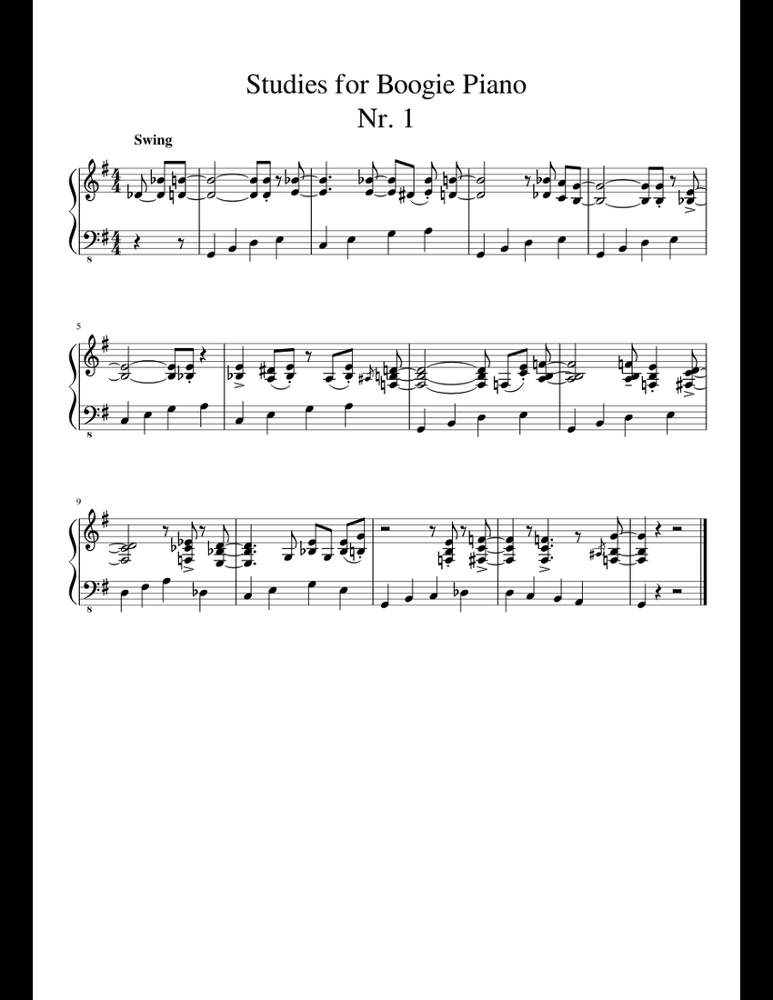 Studies for Boogie Piano No. 1 sheet music for Piano download free in ...