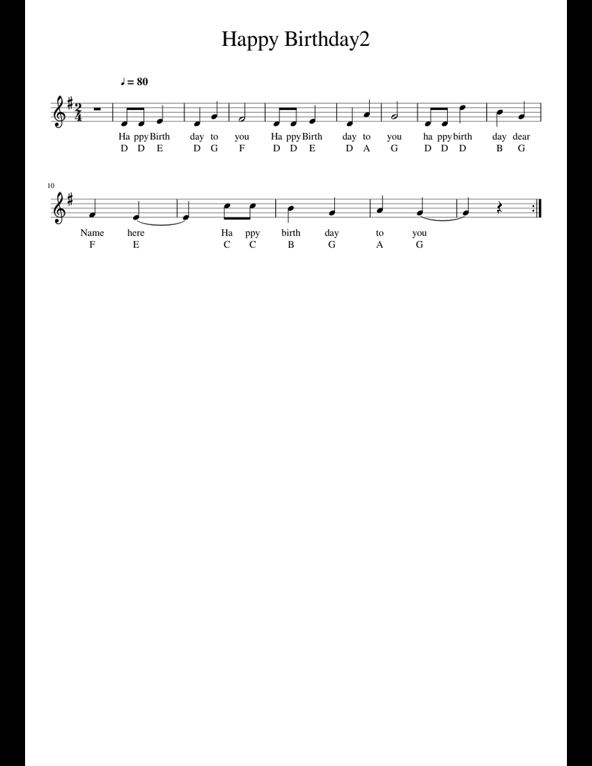Happy Birthday sheet music for Piano download free in PDF or MIDI