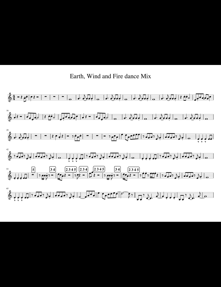 Earth, Wind and Fire dance Mix sheet music for Clarinet download free ...