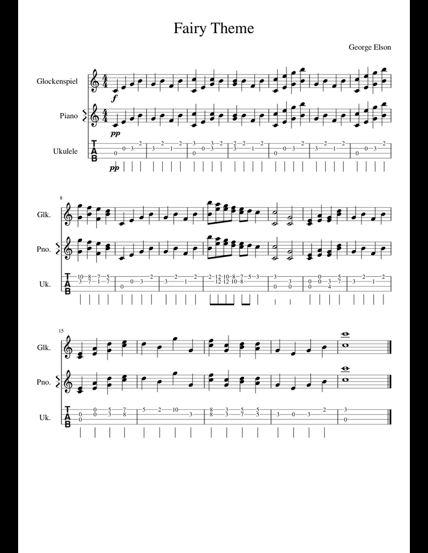 Fairy Theme sheet music for Piano, Percussion, Guitar download free in ...