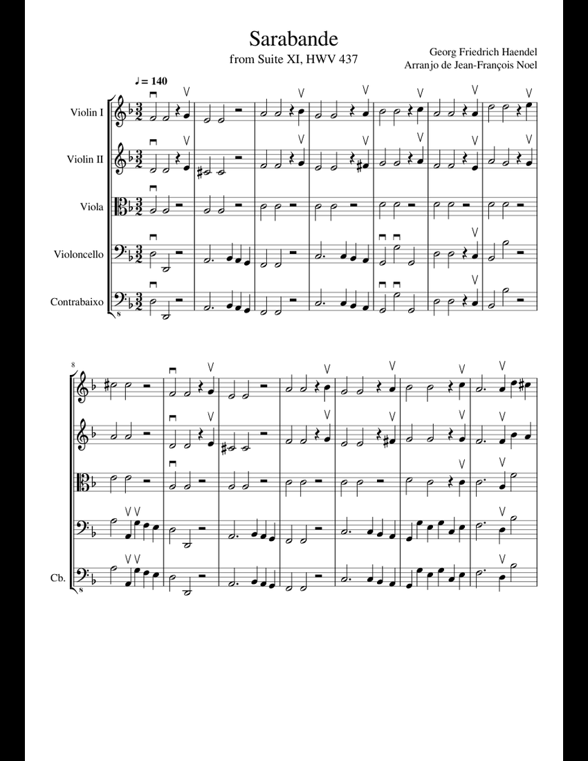 Sarabande sheet music for Strings download free in PDF or MIDI