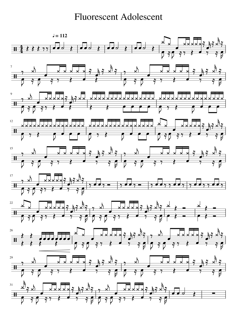 Arctic monkeys - Fluorescent Adolescent (Drum) sheet music for ...
