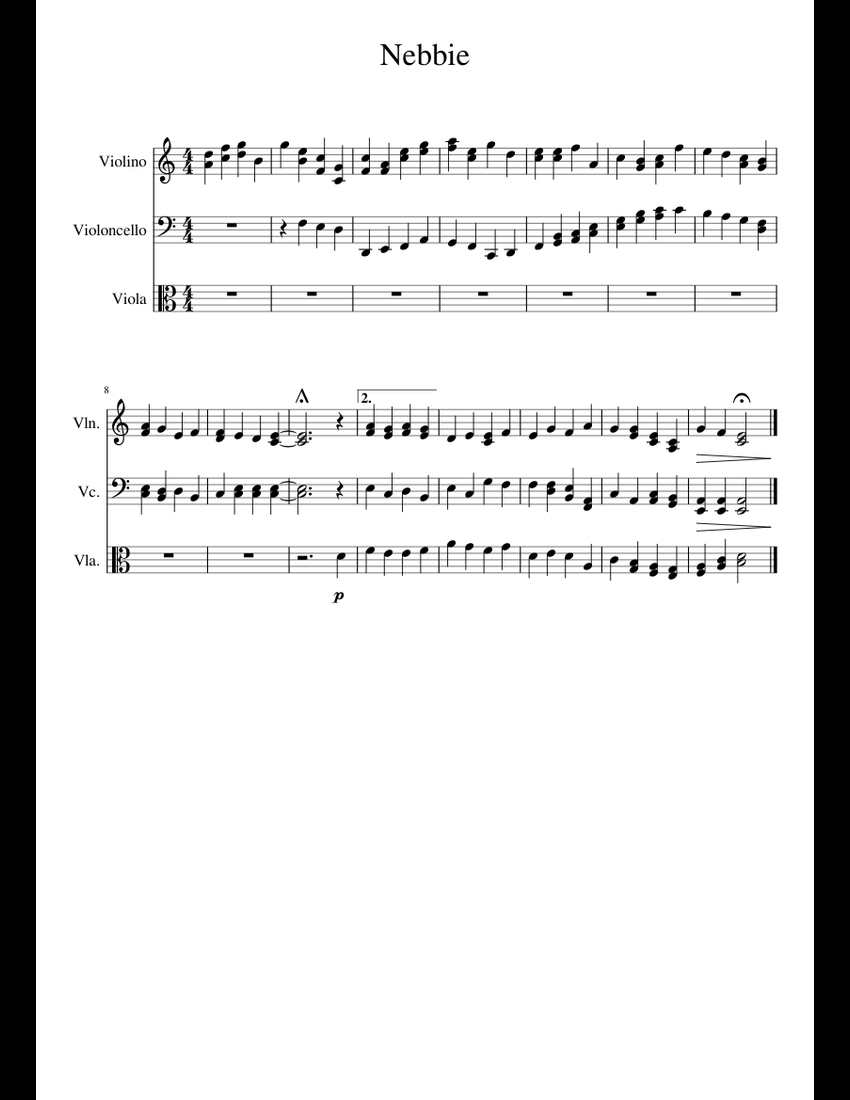 Nebbie sheet music for Violin, Cello, Viola download free in PDF or MIDI
