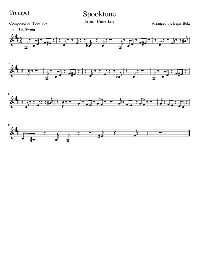 Undertale - Spooktune Sheet music for Trumpet | Download free in PDF or ...
