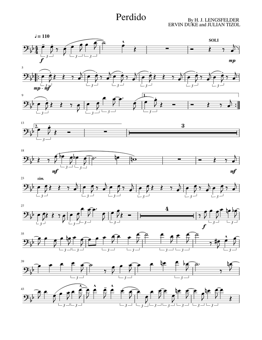 Perdido Sheet music for Trombone | Download free in PDF or MIDI ...