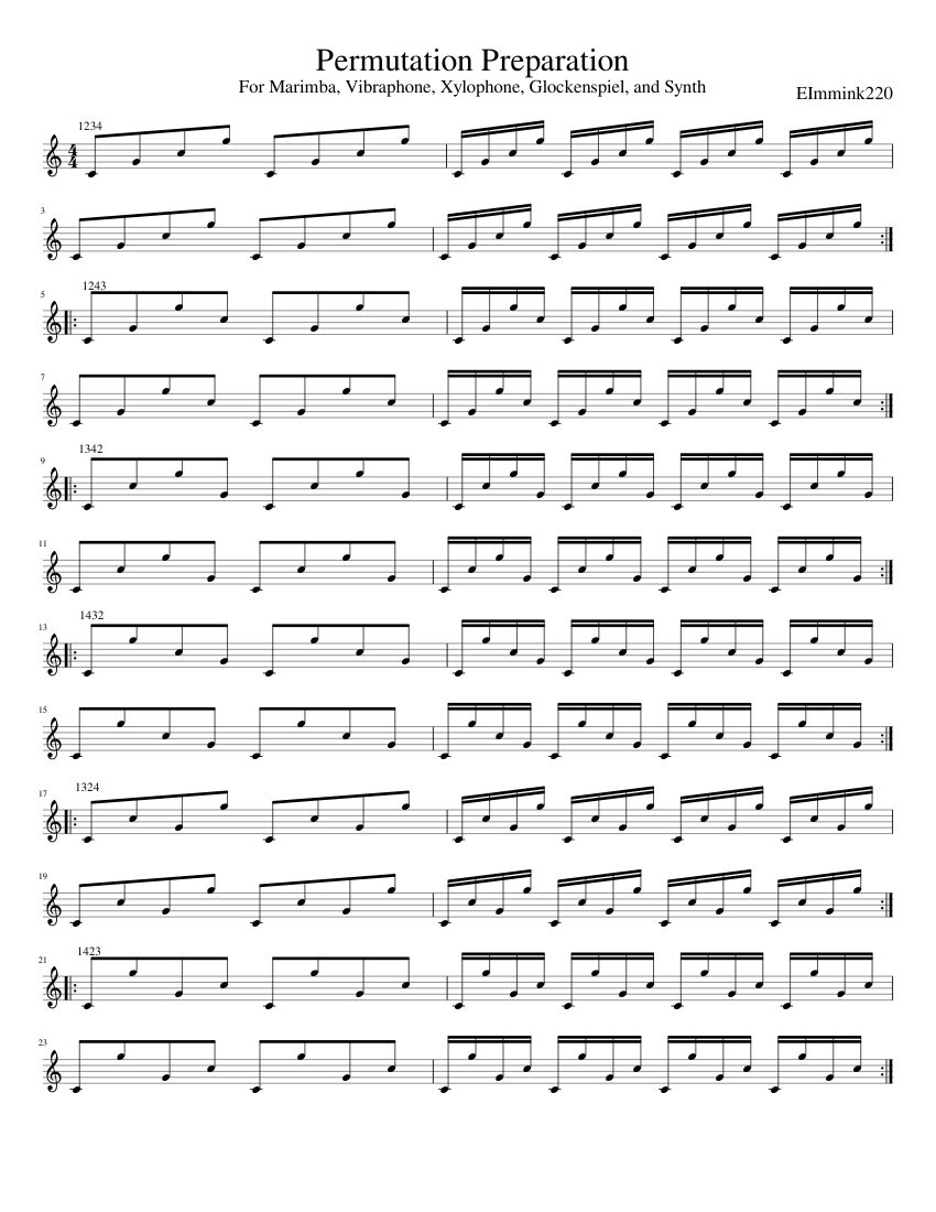 Permutation Preparation Sheet music for Marimba (Solo) | Musescore.com