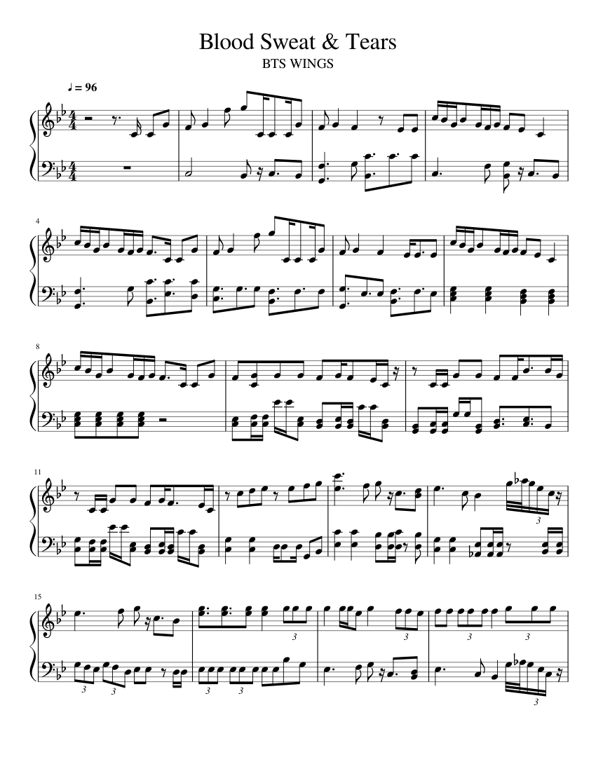 Blood Sweat & Tears sheet music for Piano download free in PDF or MIDI