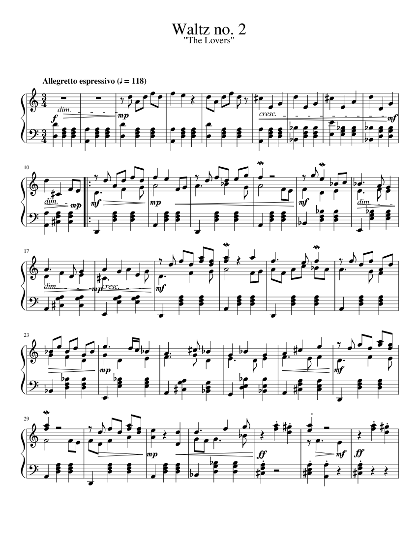 Waltz no 2 Sheet music for Piano (Solo) | Musescore.com