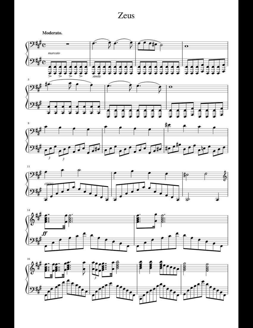 Zeus sheet music for Piano download free in PDF or MIDI