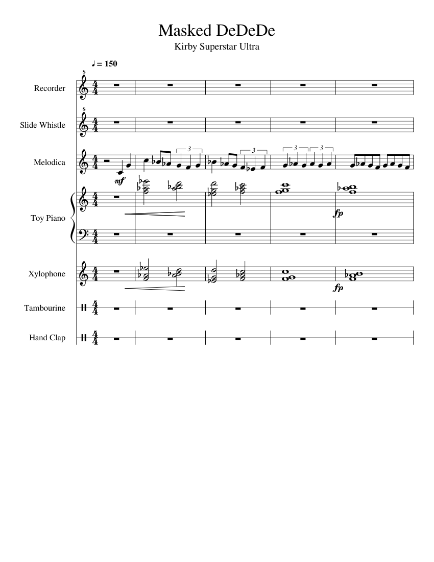 Masked DeDeDe Sheet music for Piano, Recorder, Other Woodwinds ...