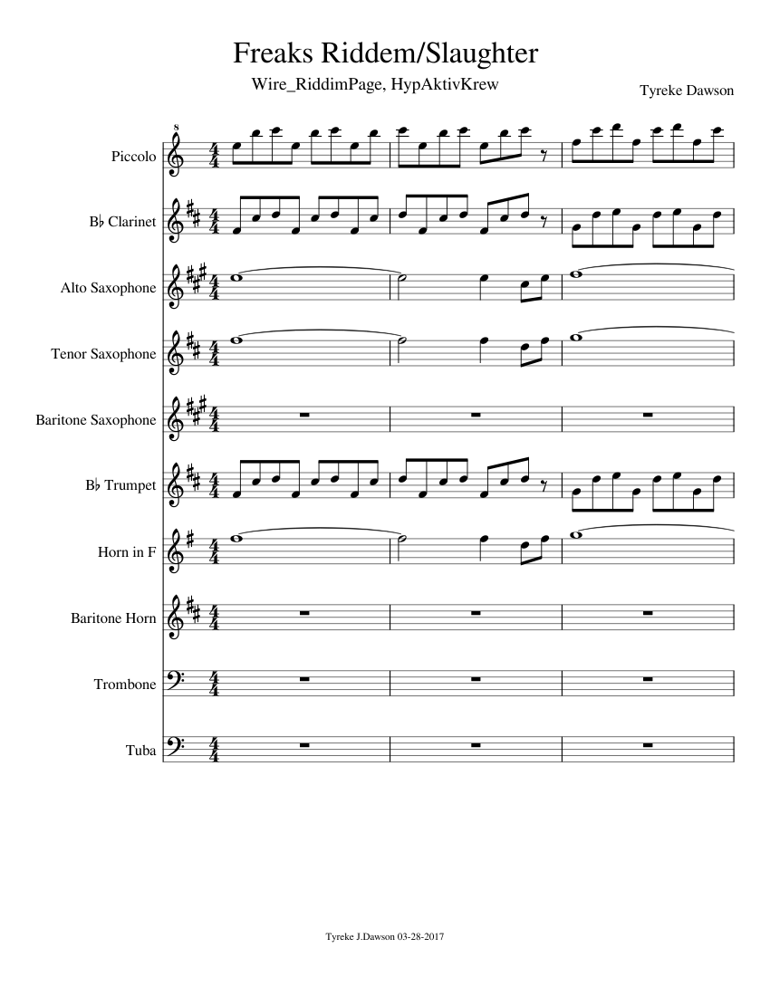 Freaks Riddim Slaughter Sheet music for Trumpet (In B Flat), Trombone ...