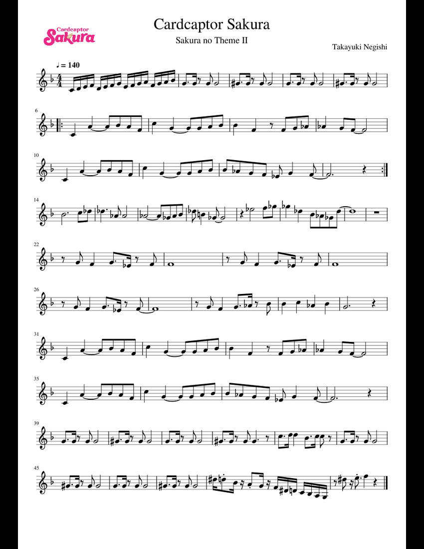 Cardcaptor Sakura: Sakura no Theme II, for Trumpet sheet music for ...