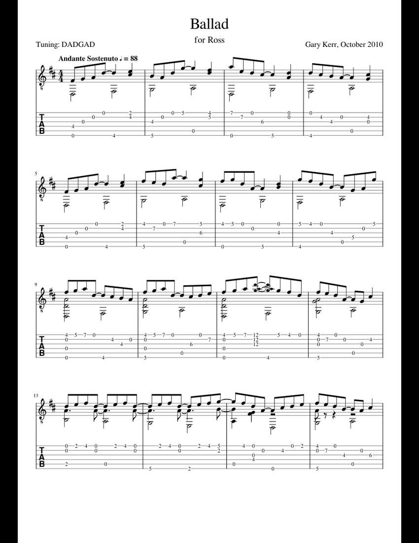 Ballad for Ross sheet music for Guitar download free in PDF or MIDI