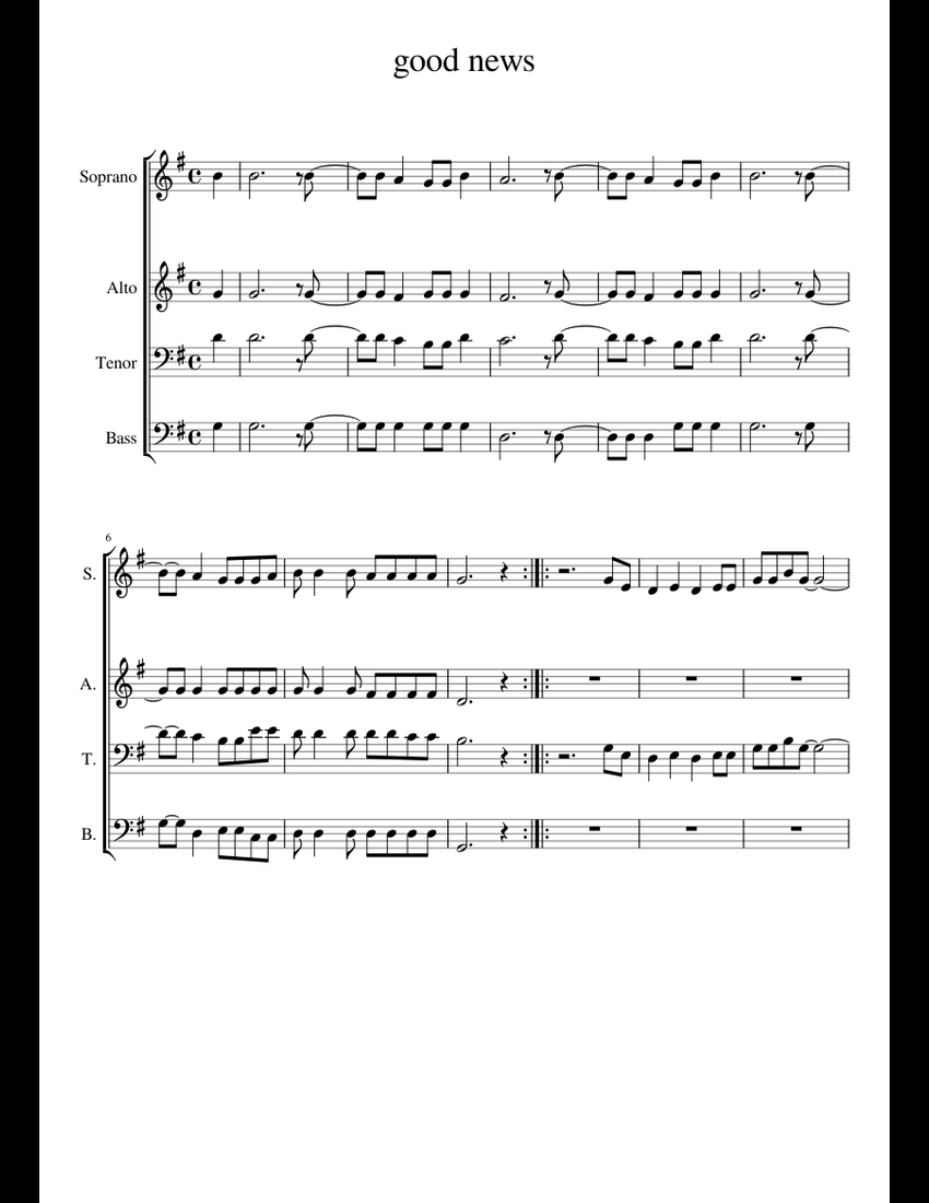 Good News sheet music for Voice download free in PDF or MIDI