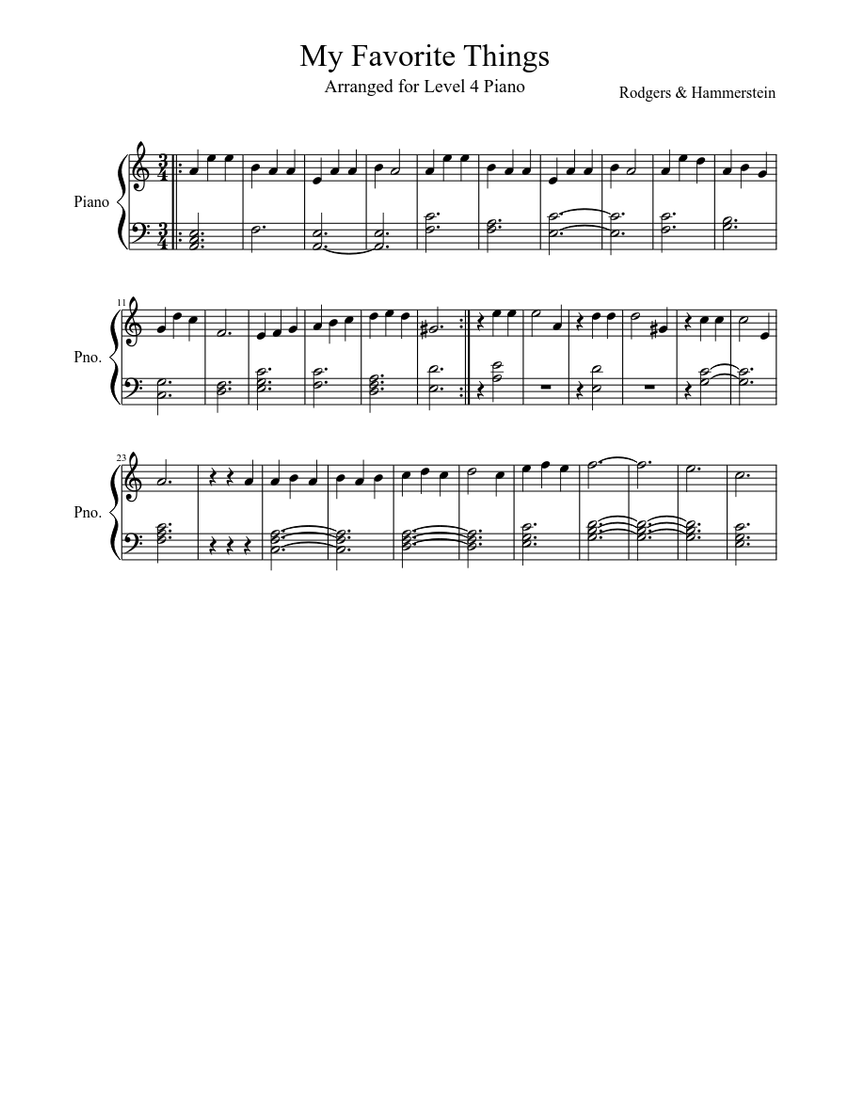 My Favorite Things Sheet music for Piano (Solo) | Musescore.com