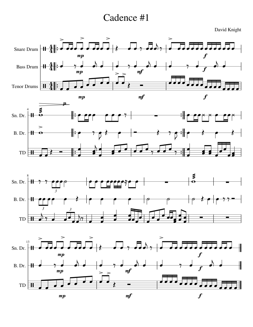Cadence #1 Sheet music for Percussion | Download free in PDF or MIDI ...