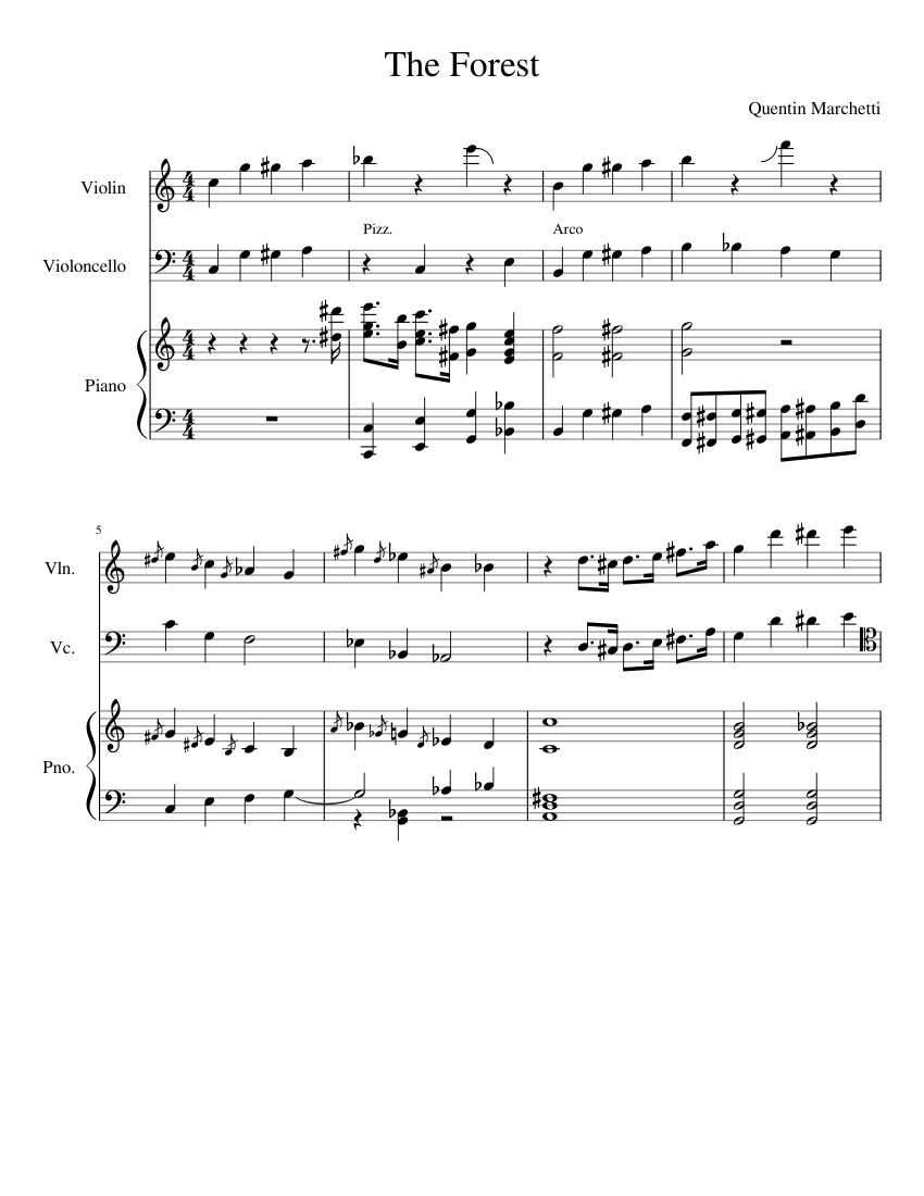 The Forrest Sheet music for Piano, Violin, Cello (Piano Trio ...