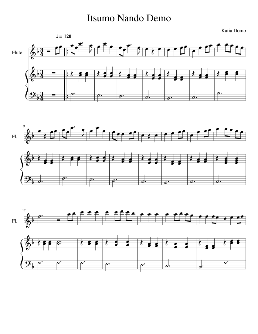 Itsumo Nando Demo sheet music for Flute, Piano download free in PDF or MIDI