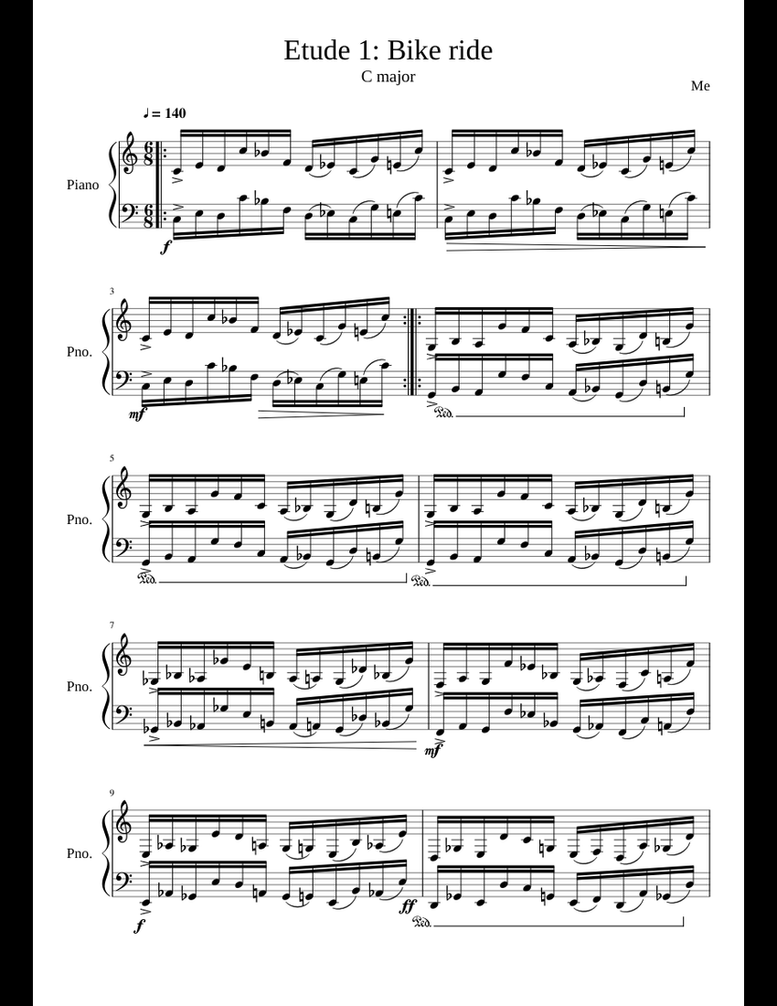 Etude 1: Bike ride sheet music for Piano download free in PDF or MIDI