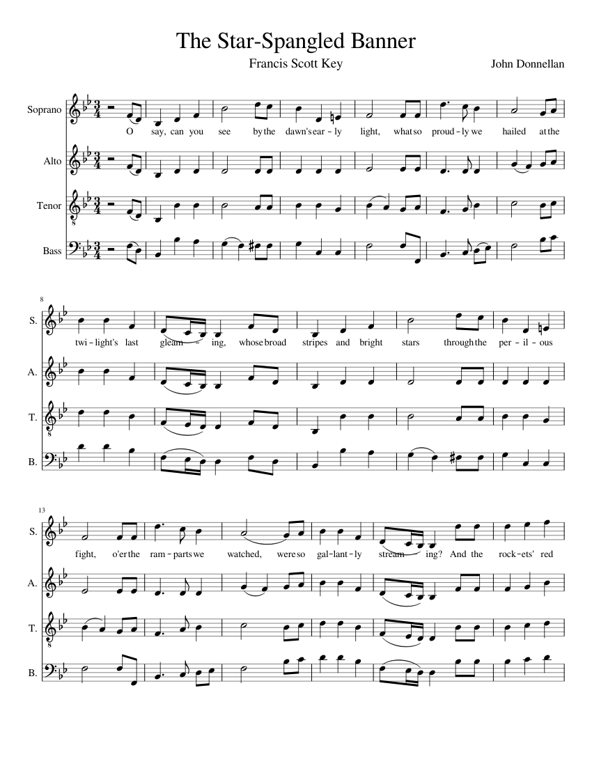 THE STAR SPANGLED BANNER Sheet music for Piano | Download free in PDF ...