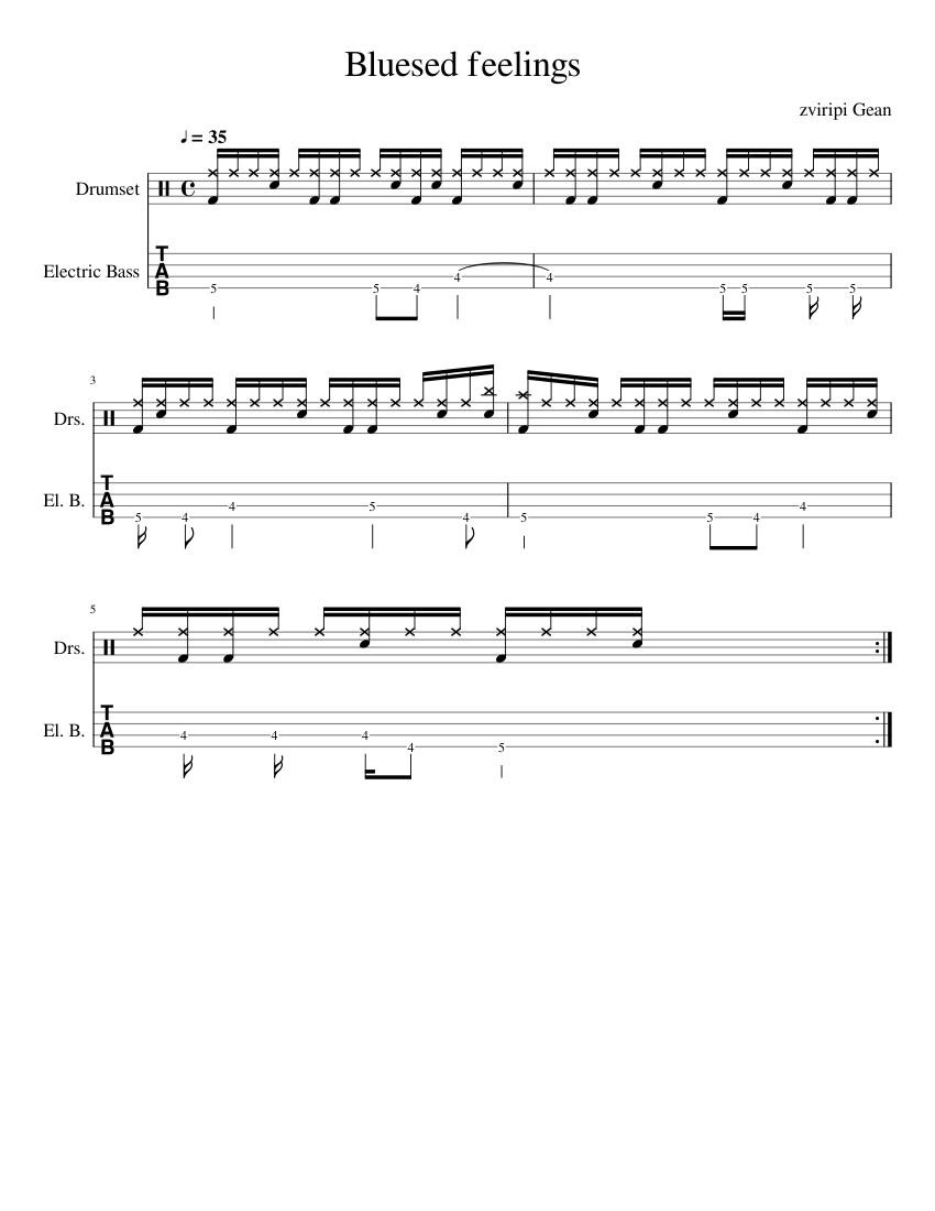 Bluesed feelings sheet music for Percussion, Bass download free in PDF ...