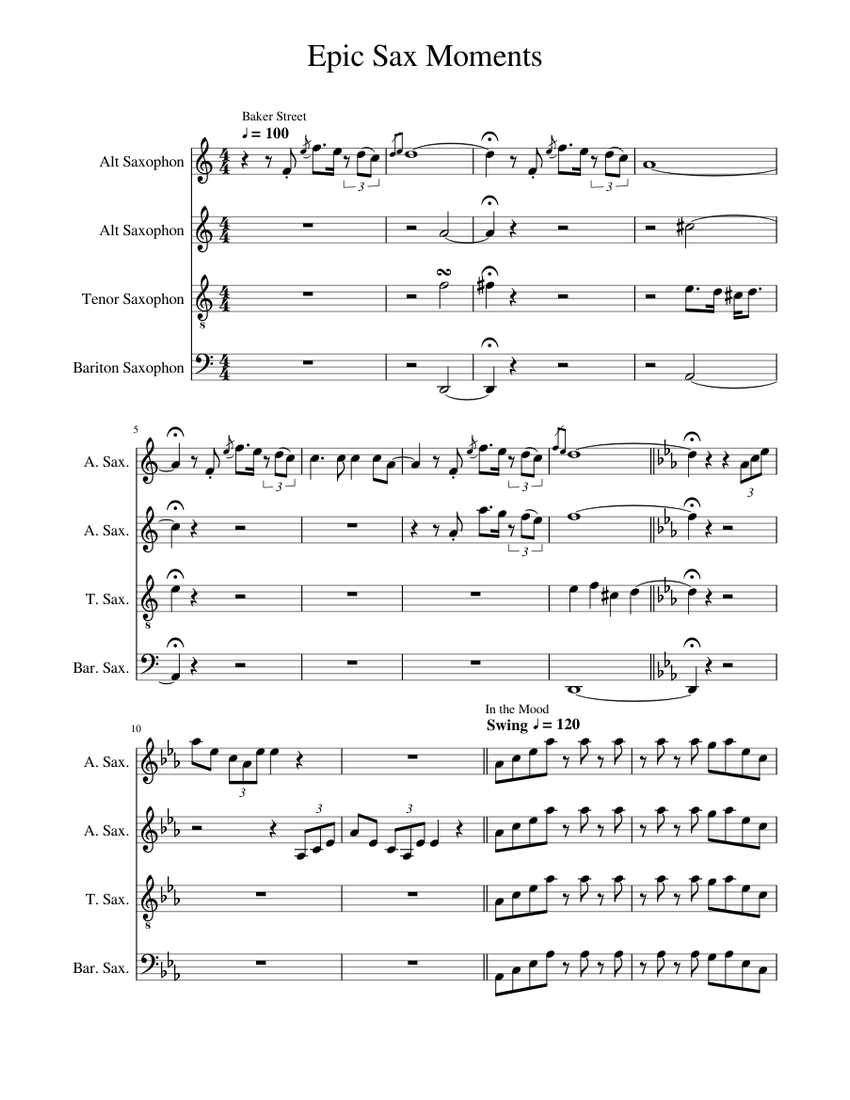 Epic Sax Moments Sheet music for Saxophone (Alto), Saxophone (Tenor ...