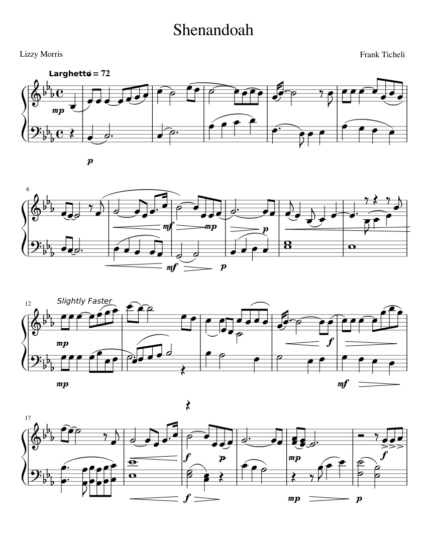 Shenandoah Sheet music for Piano (Solo) | Musescore.com