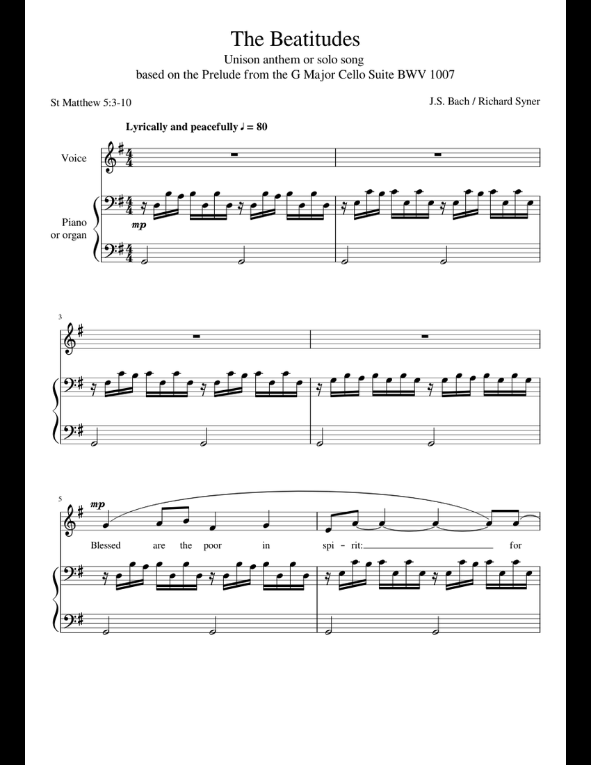 The Beatitudes sheet music for Piano, Voice download free in PDF or MIDI