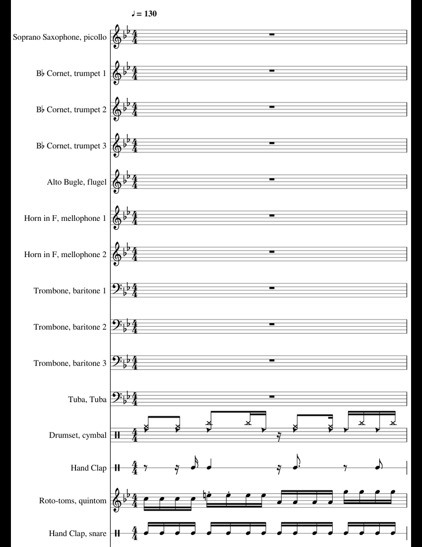 DCI - Copacabana sheet music for Piano, Soprano Saxophone, Trumpet ...