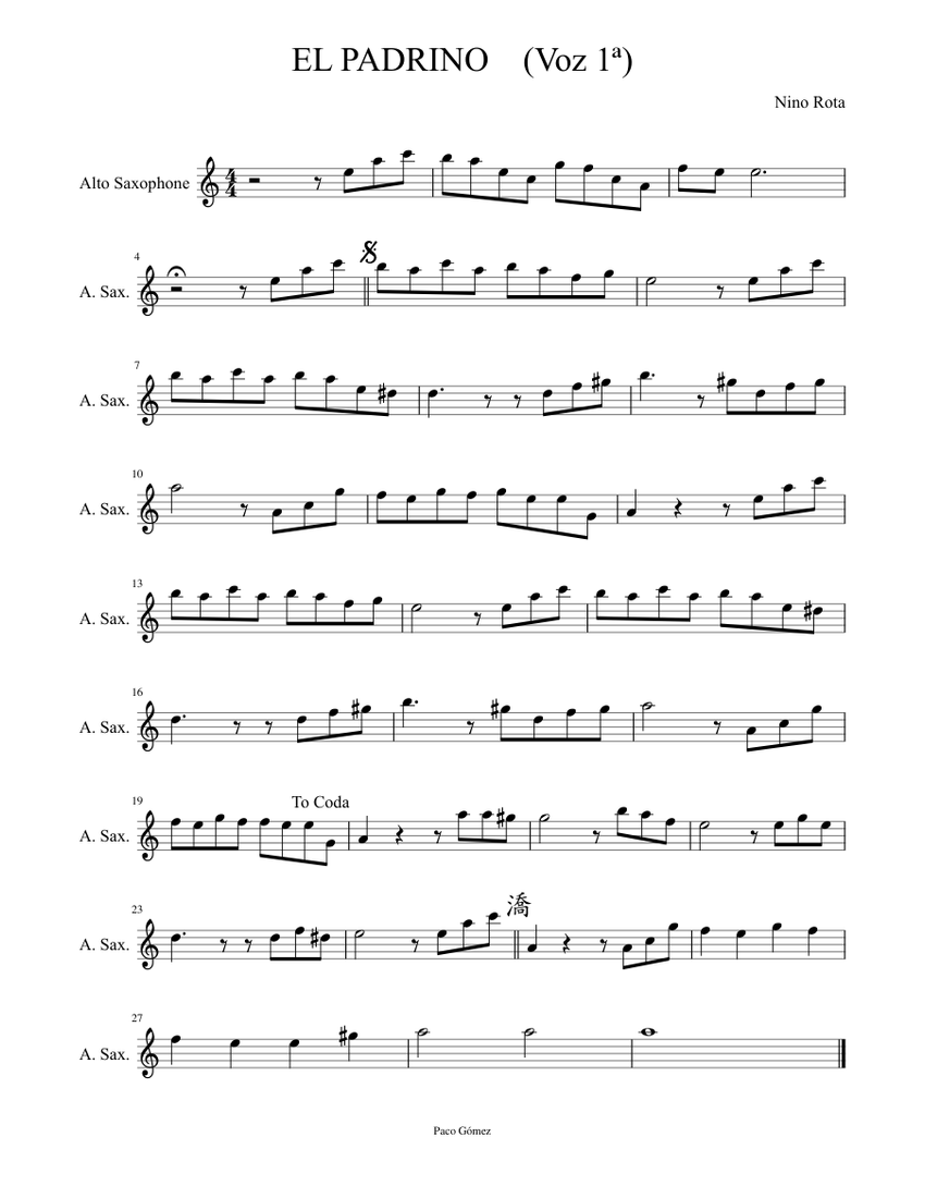EL PADRINO (Voz 1ª) Sheet music | Musescore.com