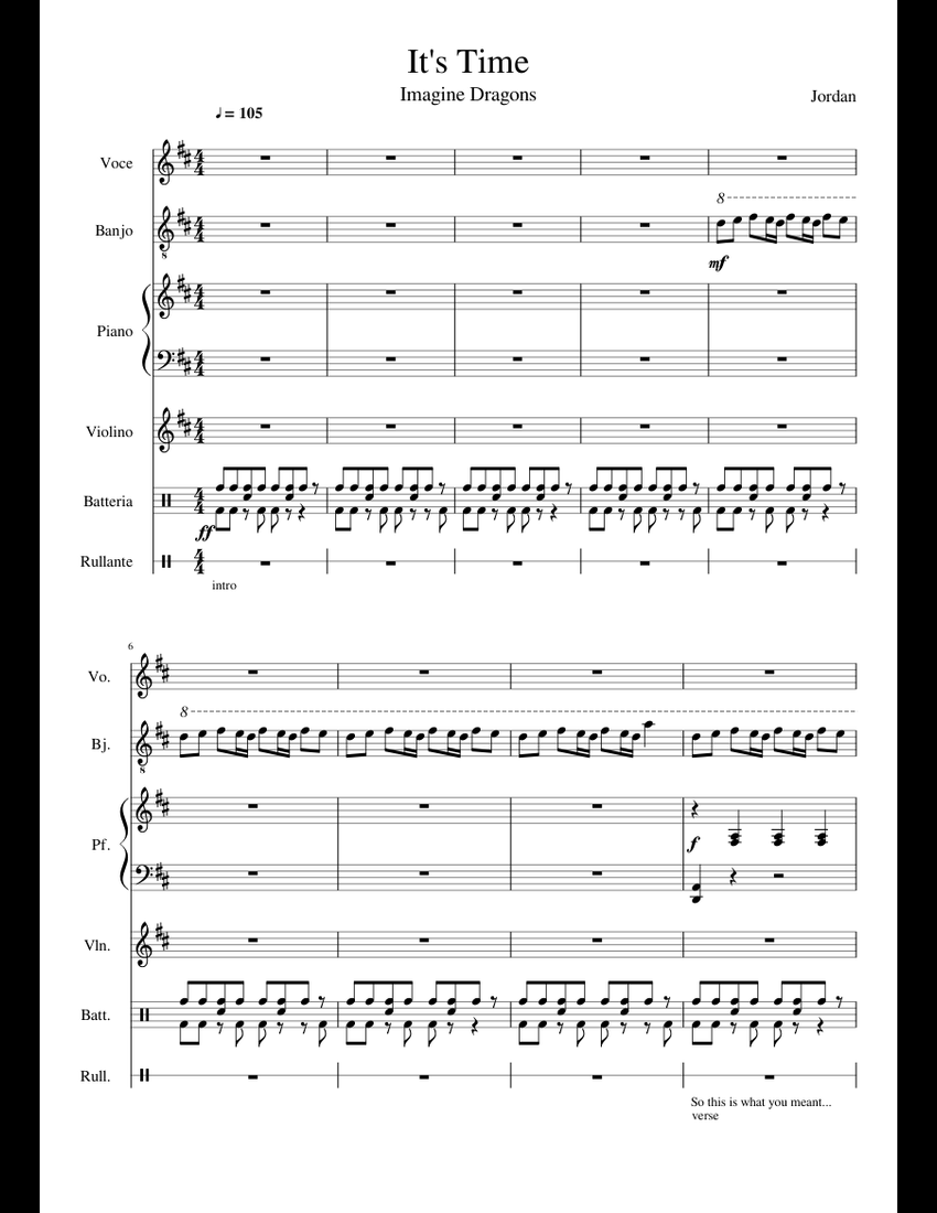 It's Time - Imagine Dragons sheet music for Piano, Violin, Voice ...
