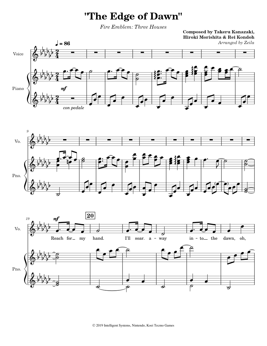 Fire Emblem: Three Houses - The Edge of Dawn Sheet music for Piano ...