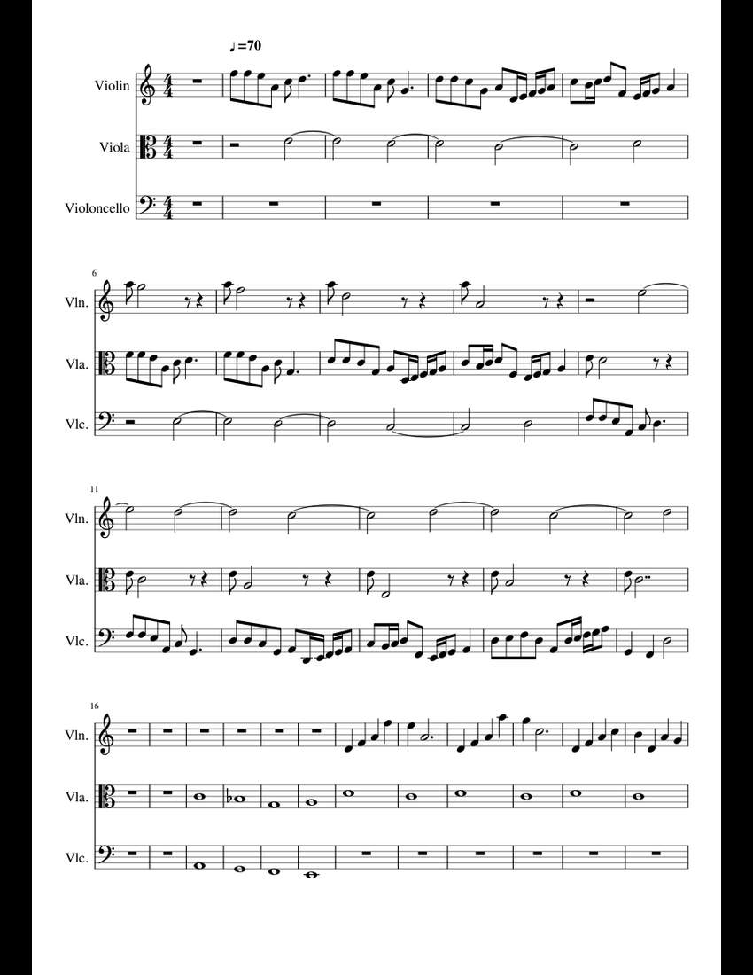 string trio number 2 sheet music for Violin, Viola, Cello download free ...
