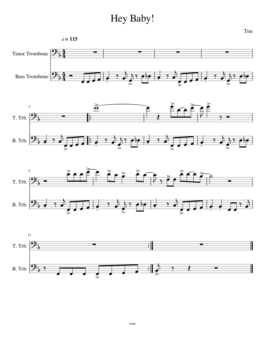 Hey Baby! sheet music for Trombone download free in PDF or MIDI