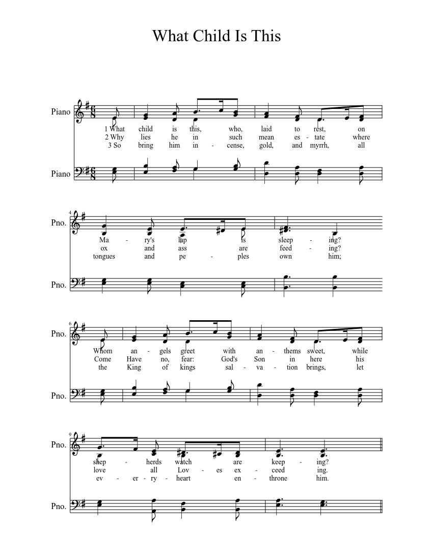 What Child Is This - SATB Greensleeves Sheet music for Piano (Piano Duo ...