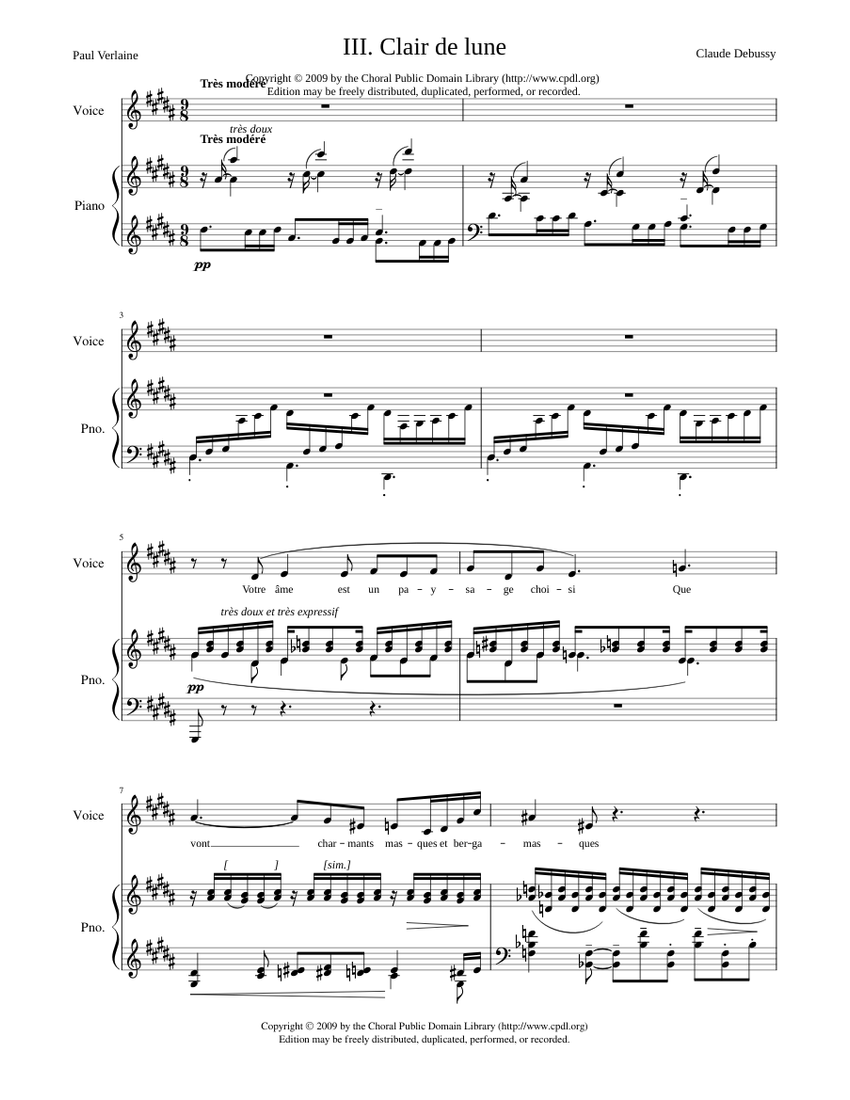 Clair de lune - Claude Debussy Sheet music for Piano | Download free in ...