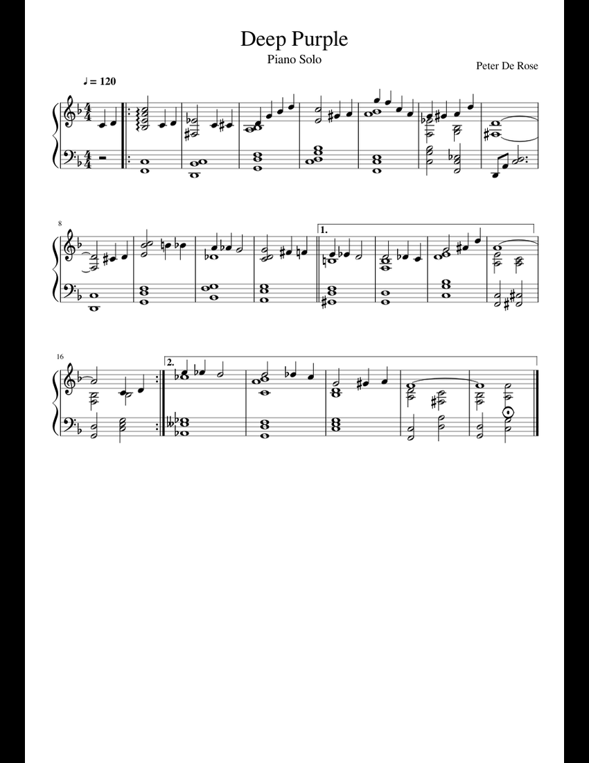 Deep Purple (Piano Solo) sheet music for Piano download free in PDF or MIDI