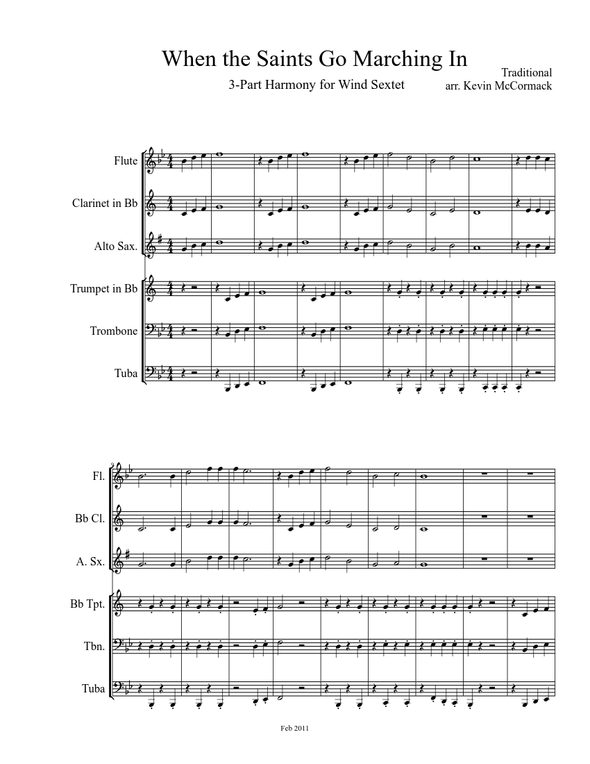 When the Saints Go Marching In sheet music for Flute, Clarinet, Alto ...