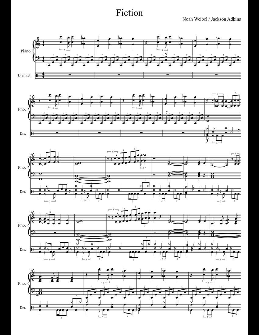 Fiction sheet music for Piano, Percussion download free in PDF or MIDI