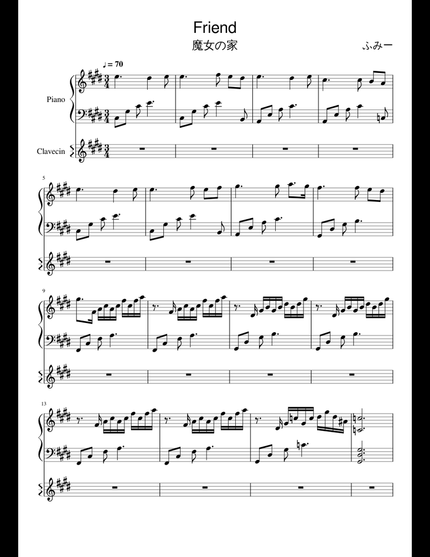 Friend sheet music for Piano, Harpsichord download free in PDF or MIDI